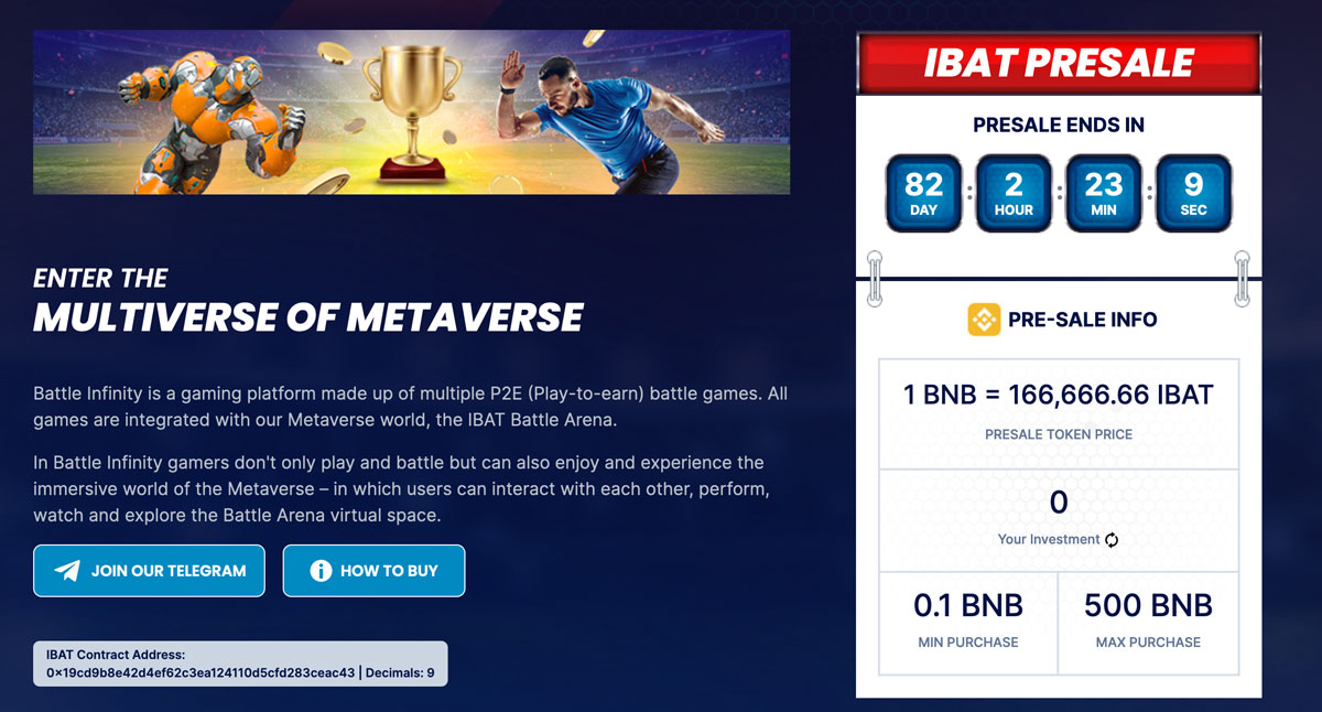 Osta Battle Infinity Coin [IBAT] metaverse krypto 2024